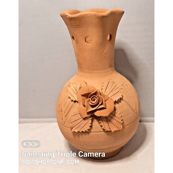 Hand Crafted | Accents | Vintage Sgraffito Handmade Vase 3d Floral ...